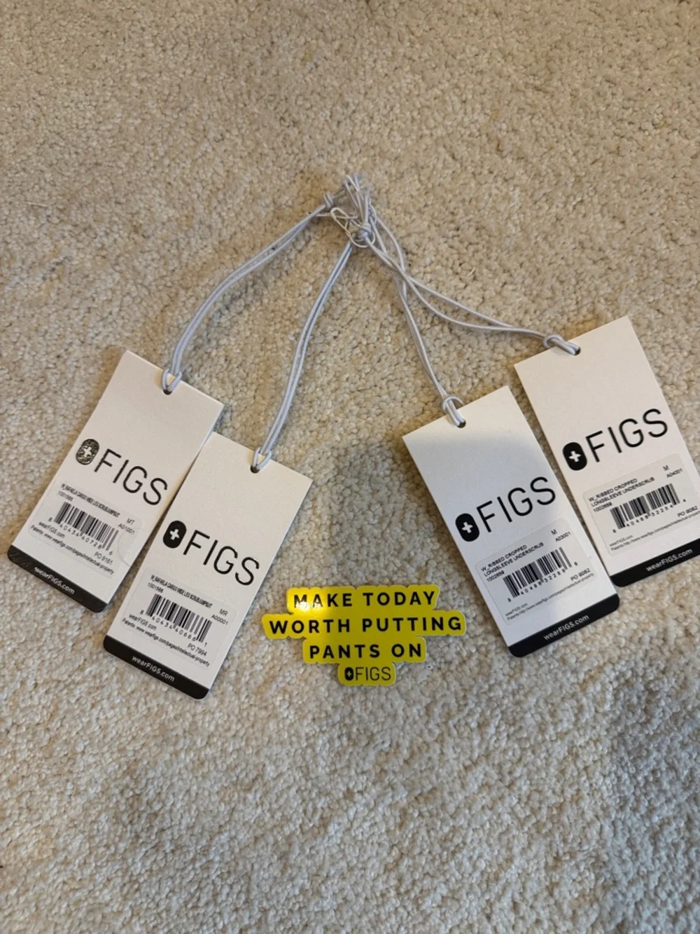 Figs | Pants & Jumpsuits | Figs White Hang Tags With Yellow Branded ...